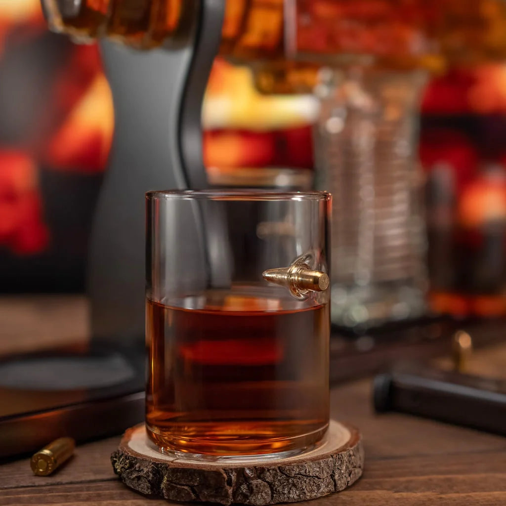 Uzi Submachine Gun Whiskey Gun Decanter with 4 Liquor Glasses & Wooden ...