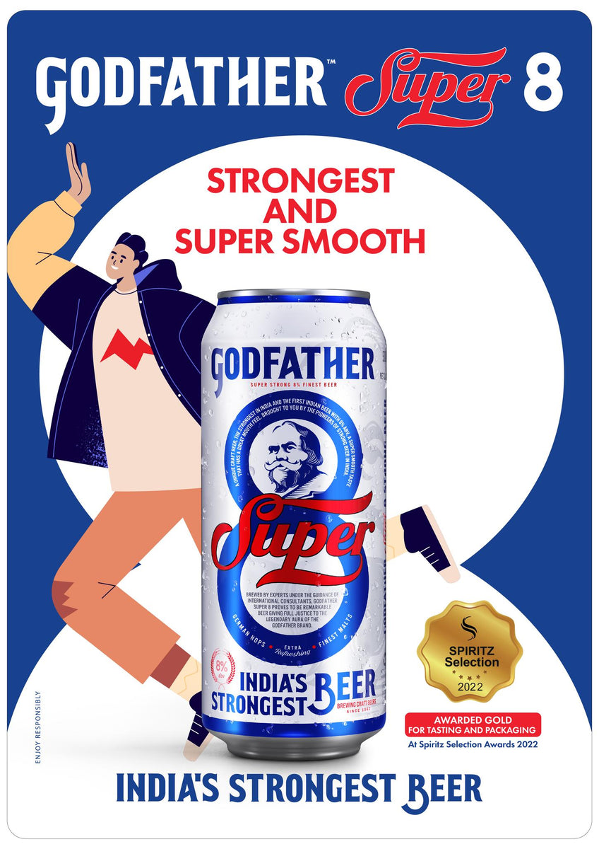 Godfather Super 8 Strong Beer 8% 24x 500ml Cans – Liquor Star Online