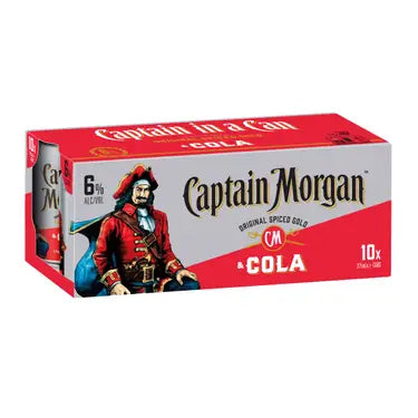Captain Morgan Spiced & Cola 6% 10 Pack Cans 330ml - Liquor Star Online