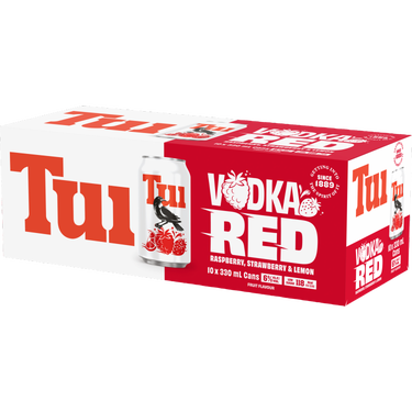 Tui Vodka Red Raspberry Strawberry & Lemon 6% 10 Pack Cans 330ml ...